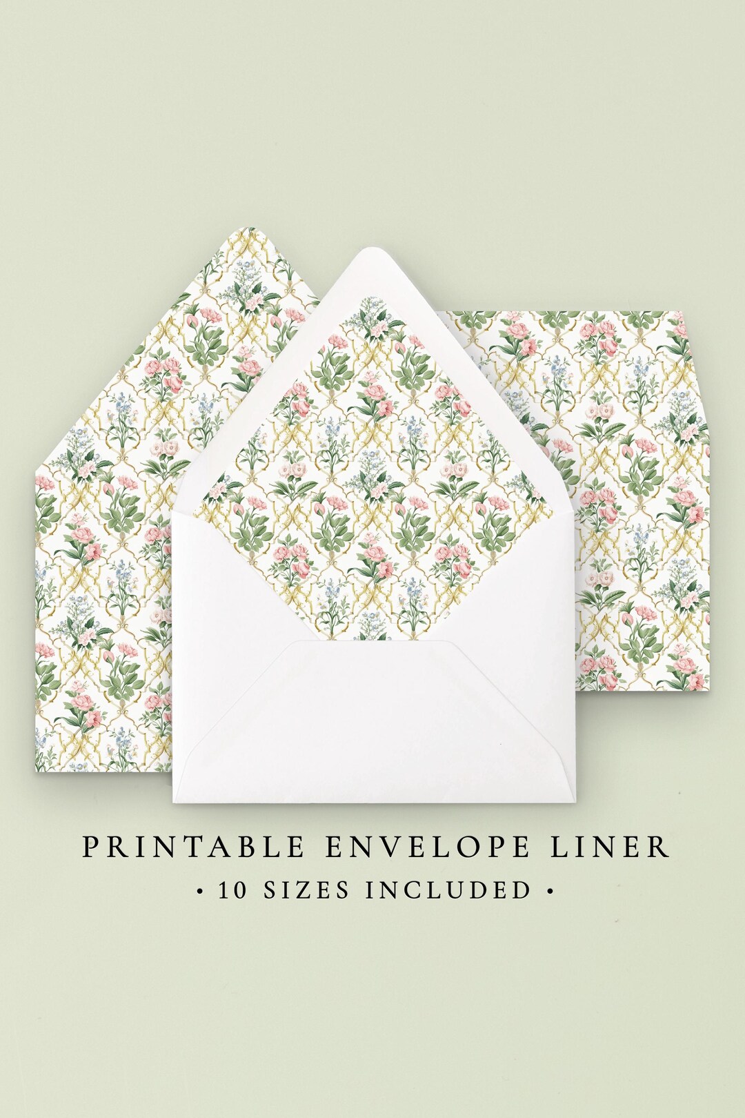 Printable Envelope Liner Template, Regency Wedding Floral Digital ...