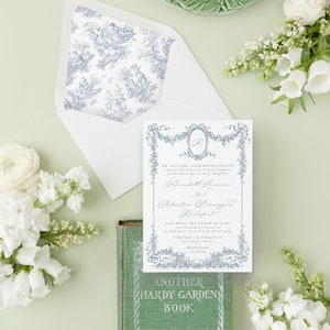 Floral Frame Wedding Invitation English Regency, Elegant Wedding ...