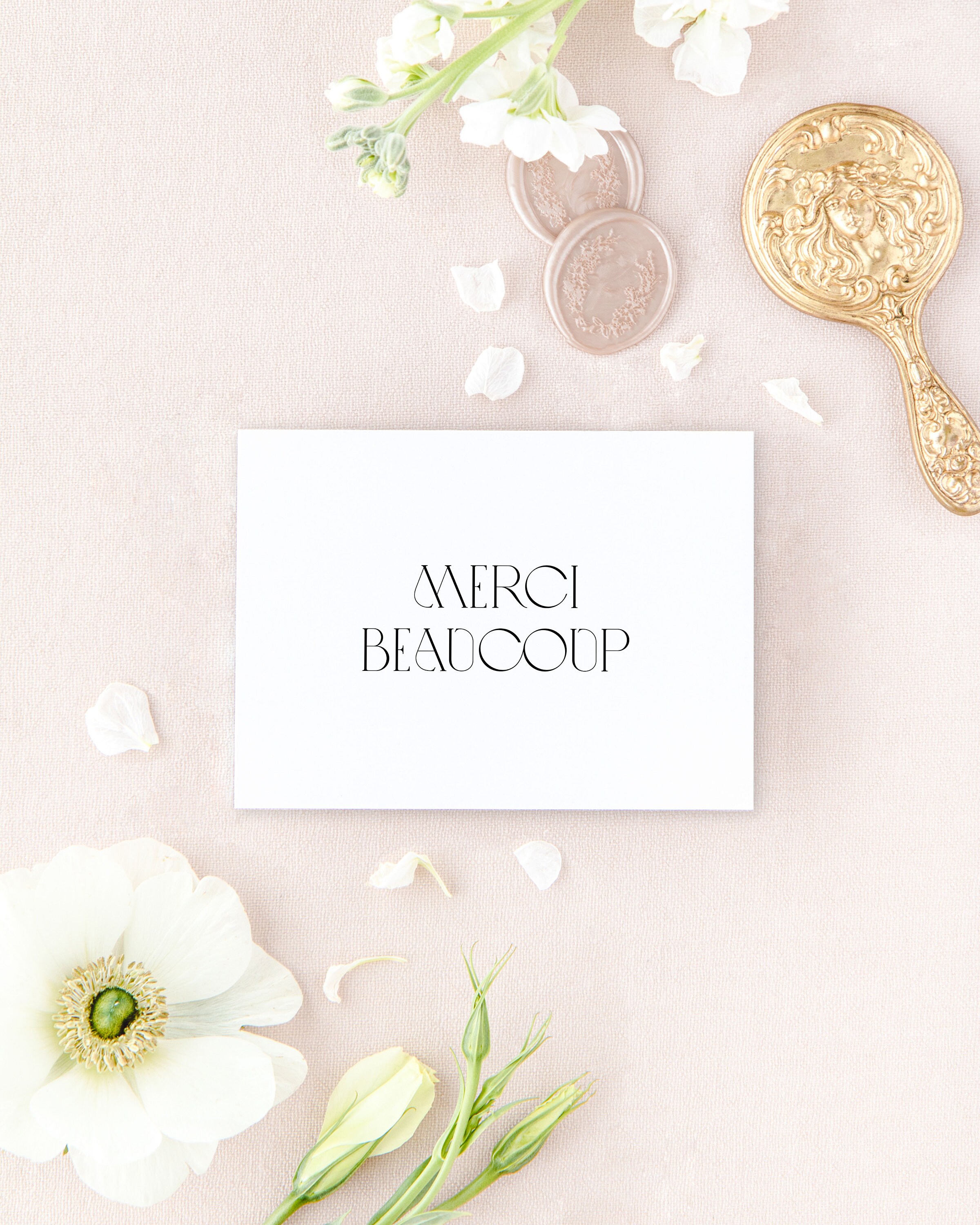 Merci Beaucoup Thank You Cards Modern Wedding Thank You Card | Etsy