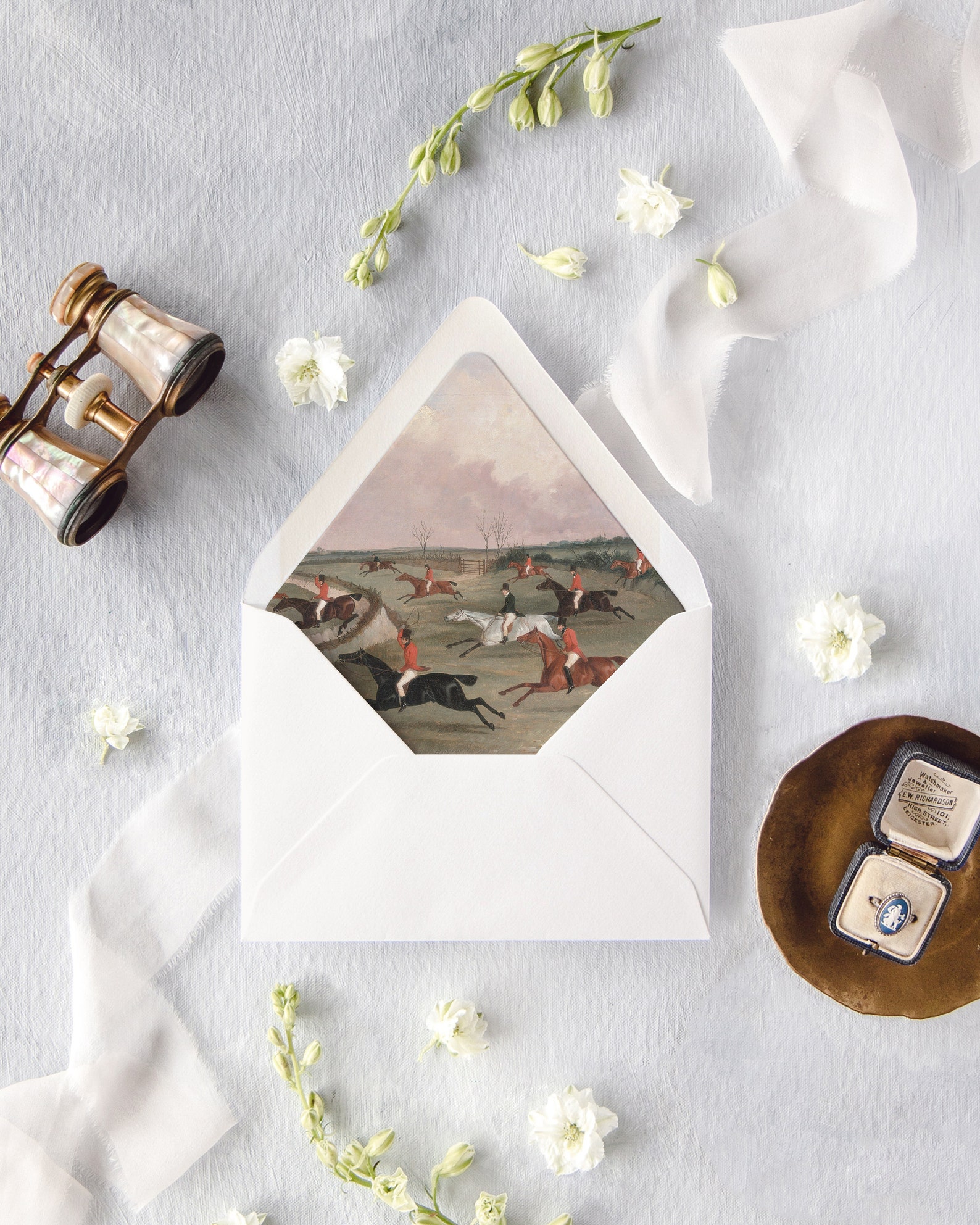 Equestrian Lined Envelopes for Wedding, English Painting Envelope Liner ...
