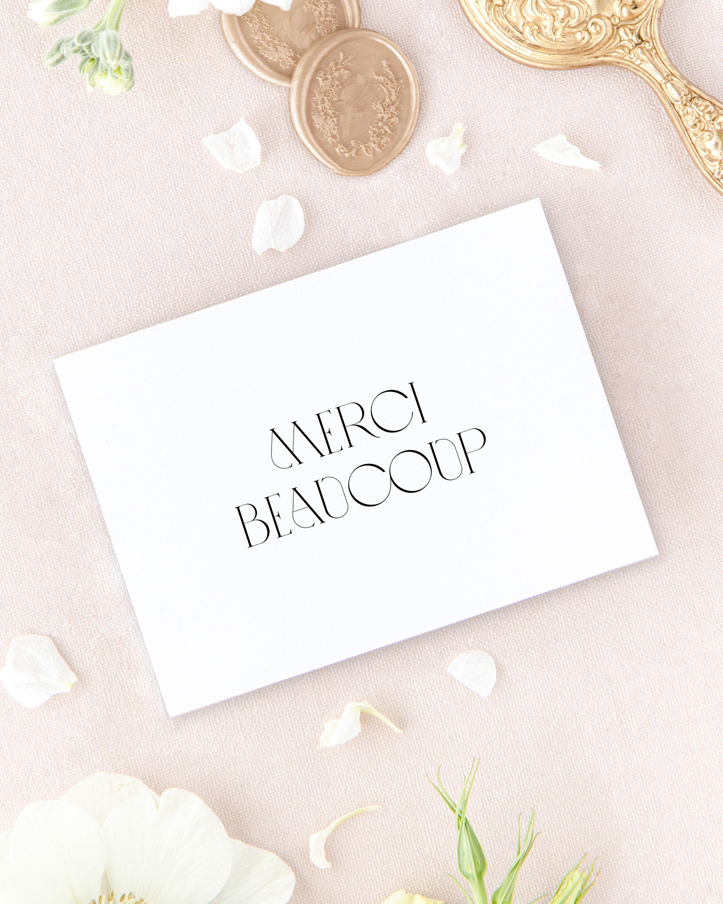 Merci Beaucoup Thank You Cards, Modern Wedding Thank You Card, Thank ...