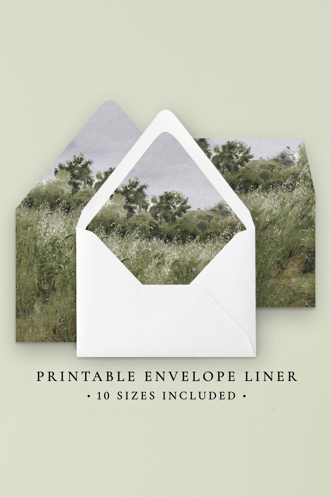 Nature Landscape Envelope Liner Template Digital, Printable Envelope ...
