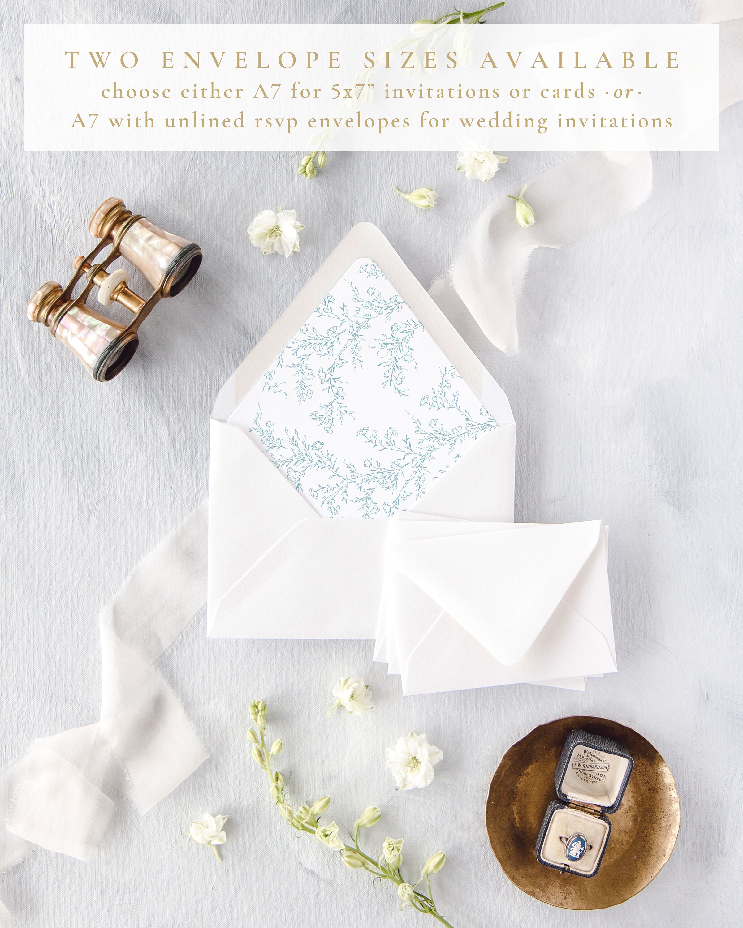 Dusty Blue Wedding Invitation Envelopes Elegant Lined | Etsy