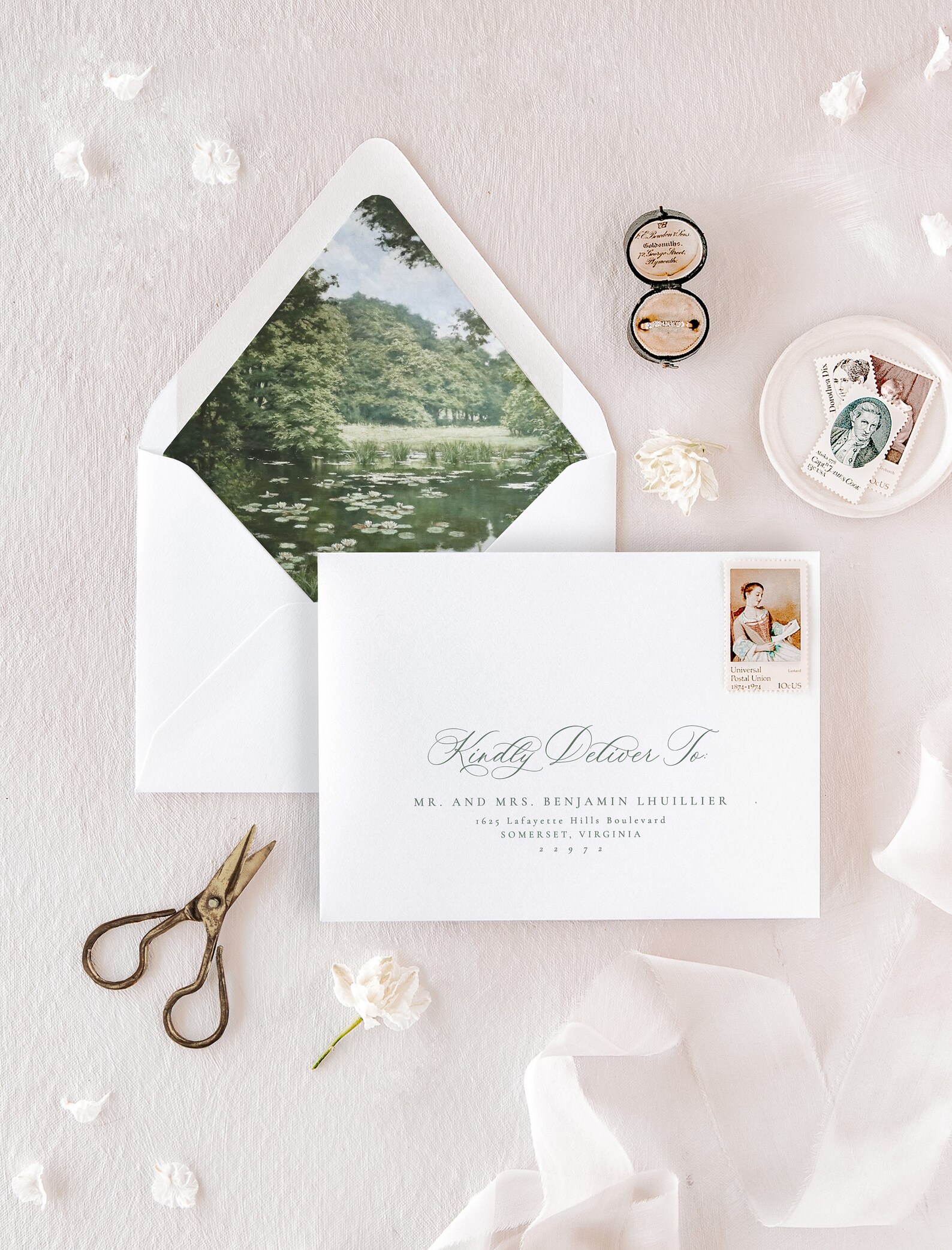 Fine Art Lined Envelopes for Wedding Invitations Lily Pond - Etsy