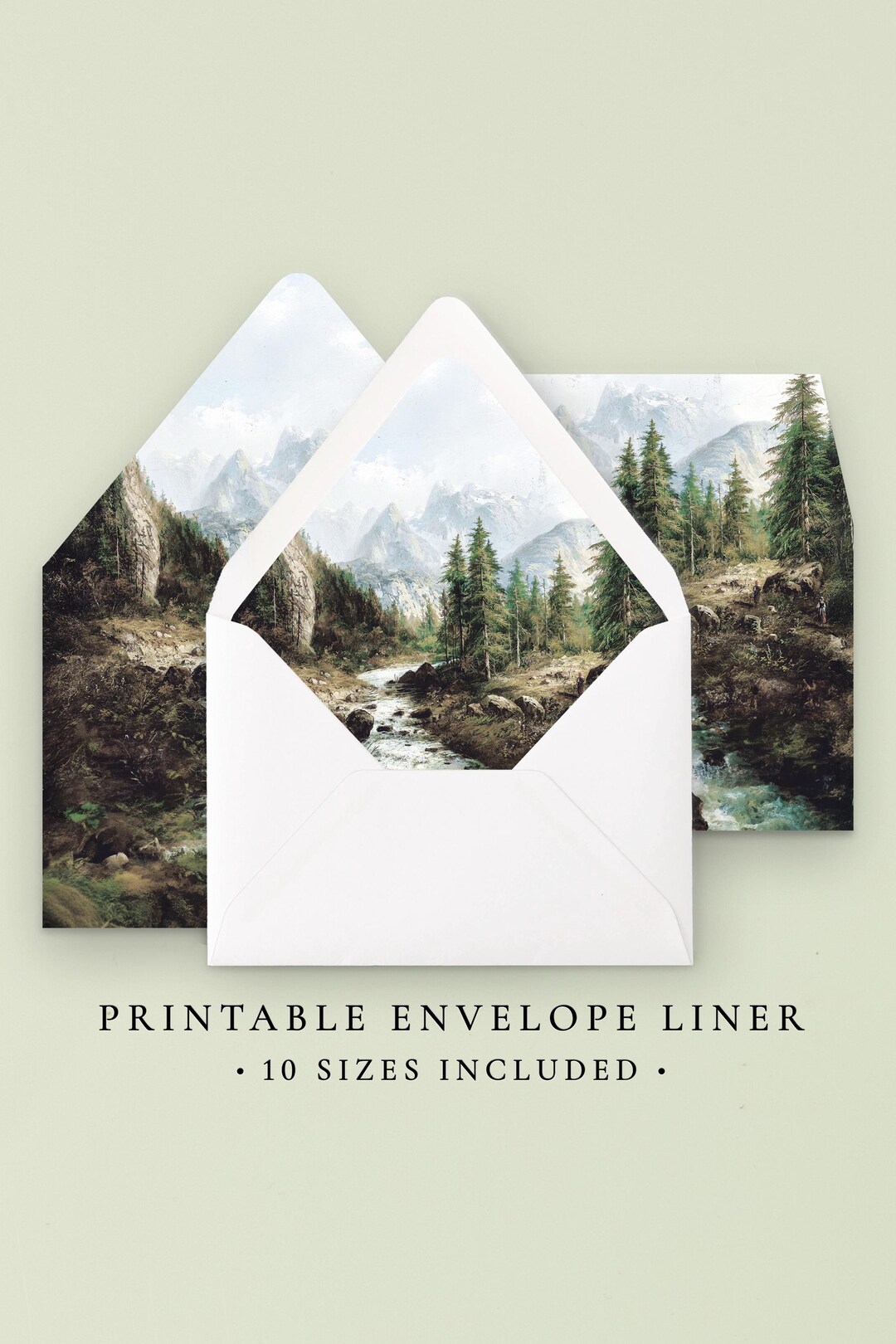 Mountain Envelope Liner Template Digital Download, Printable Envelope ...