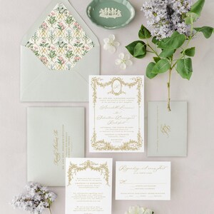 English Regency Wedding Invitation Envelopes, Floral Envelope Liners ...