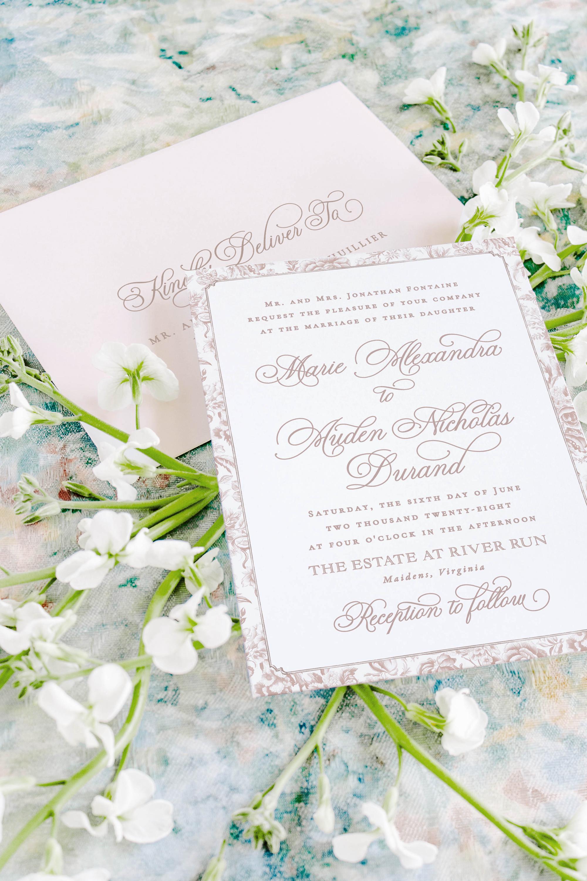 Sage Green Floral Wedding Invitation, Traditional Wedding Invitations ...