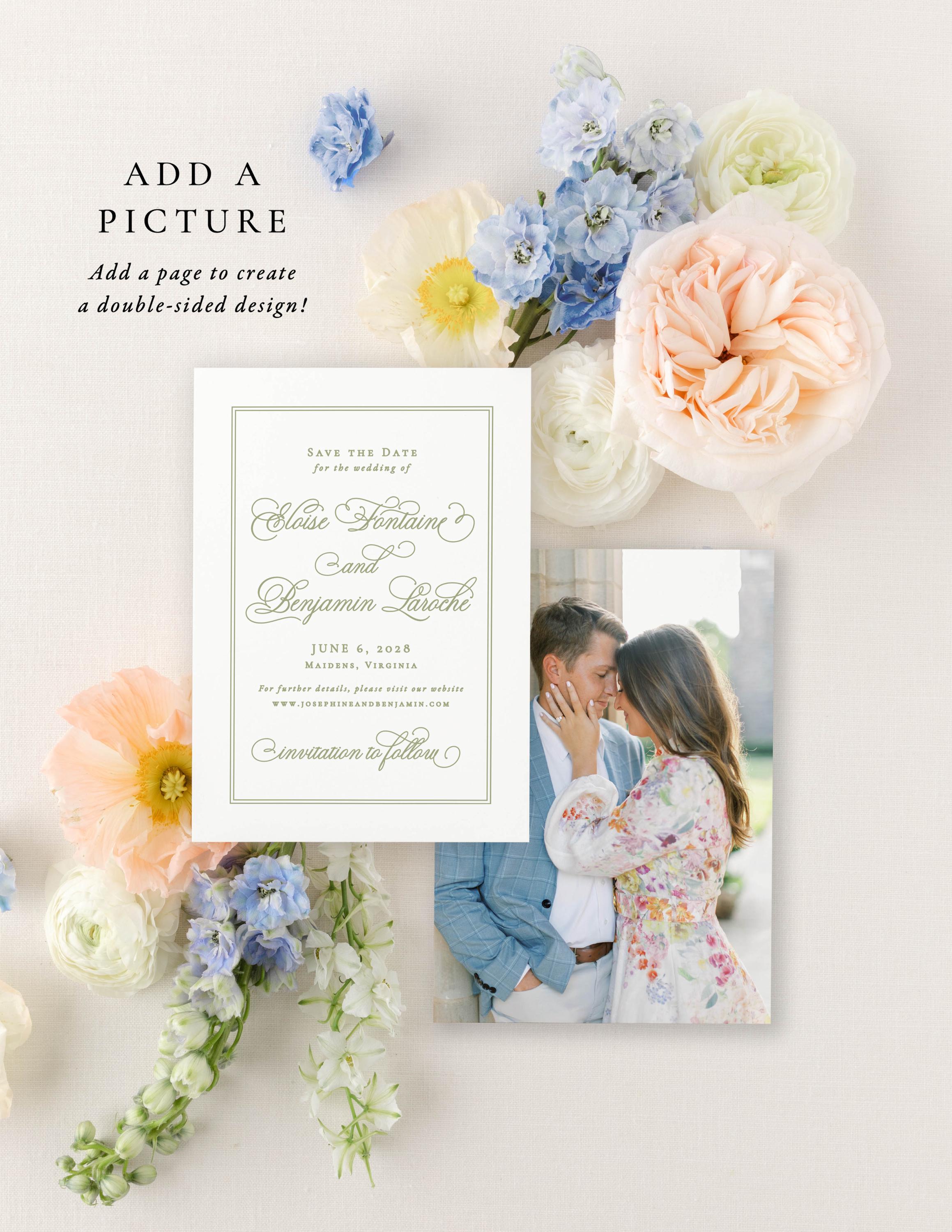 Printable Sage Green Wedding Save the Date Template, Calligraphy Save ...