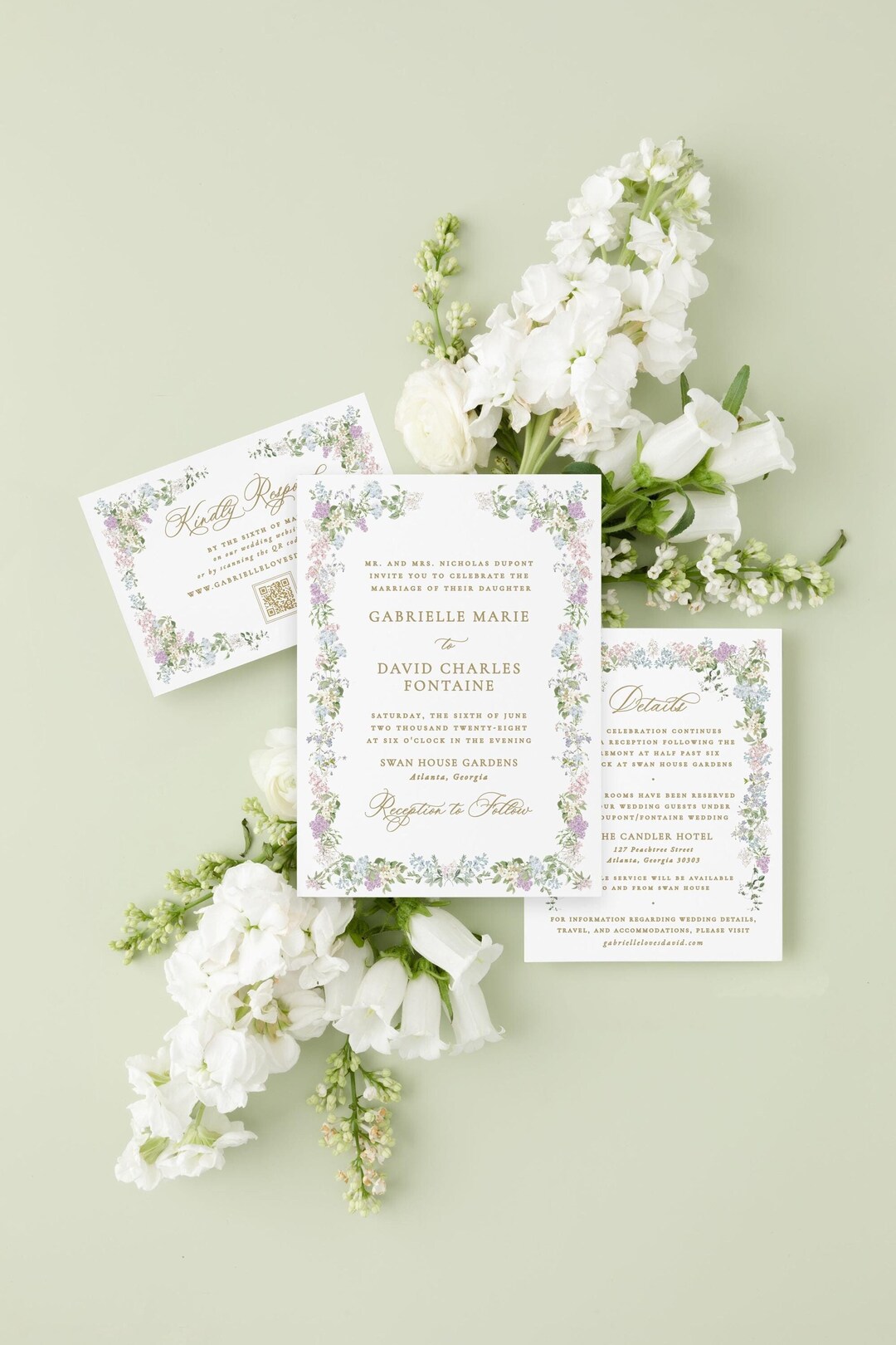 Printable English Regency Wedding Invitation Template, Floral Wedding ...