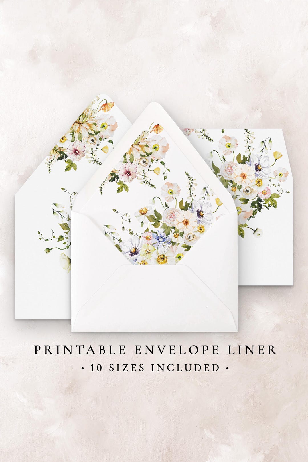 Printable Envelope Liner Template Instant Download, Watercolor Floral ...