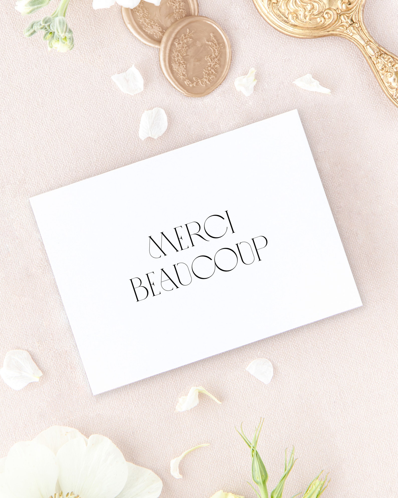 Merci Beaucoup Thank You Cards Modern Wedding Thank You Card - Etsy