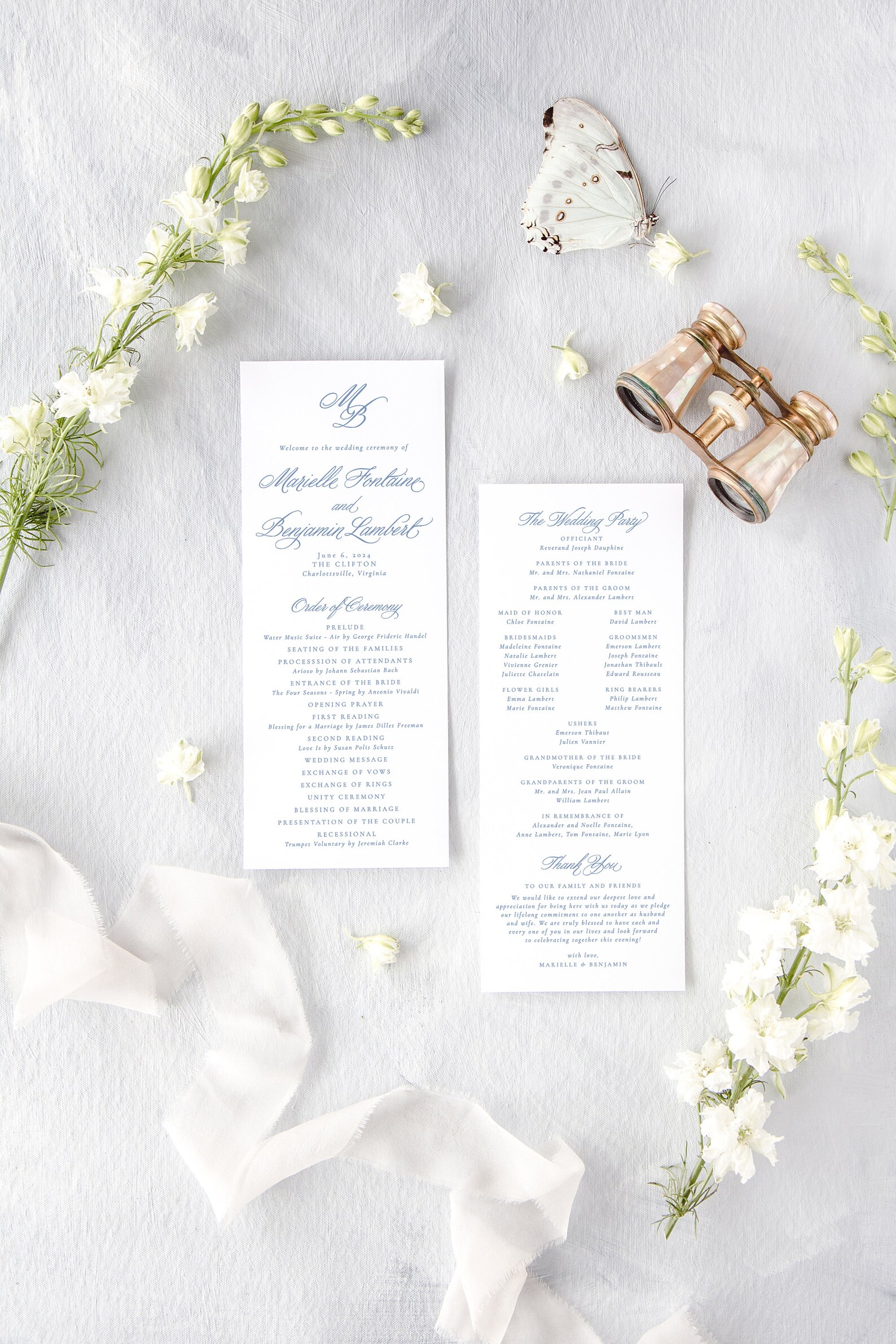 Classic Wedding Programs, Blue Wedding Ceremony Program, Catholic ...