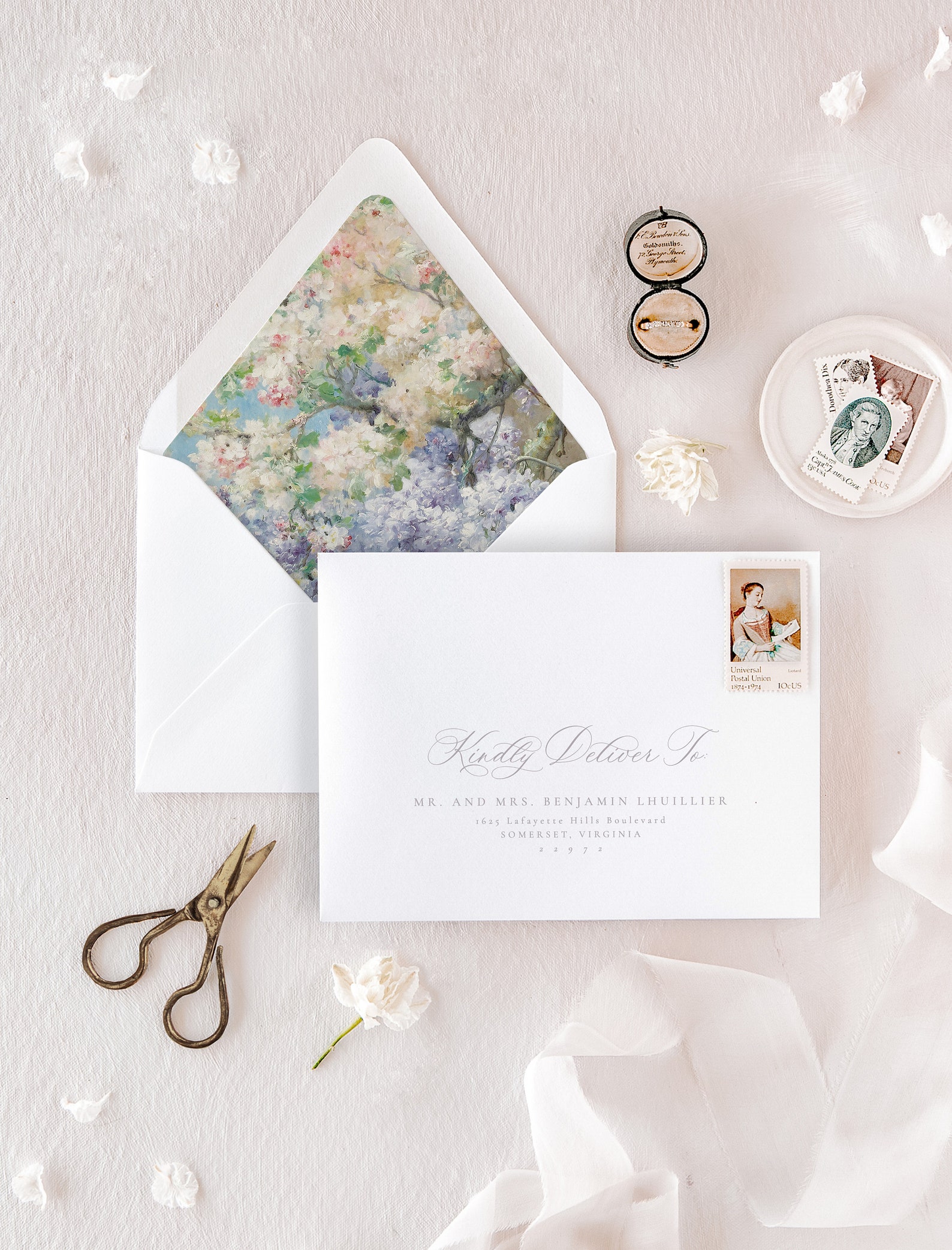 Floral Lined Envelopes for Wedding Invitations Fine Art - Etsy
