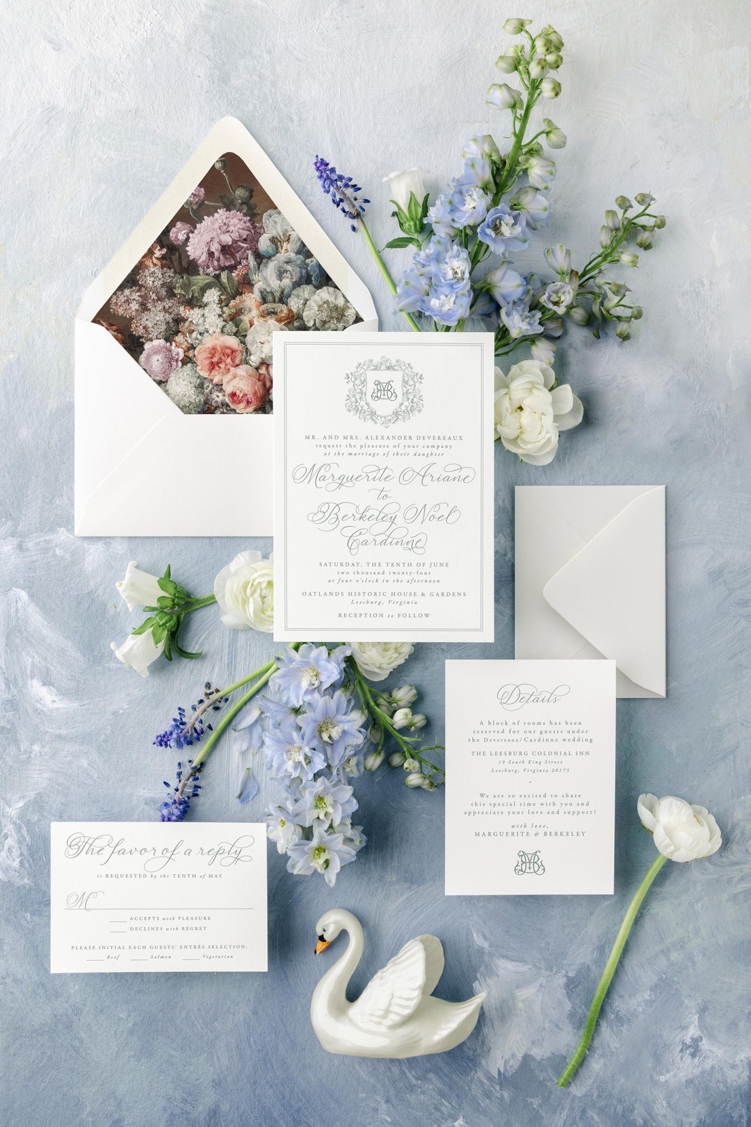 Regency Wedding Invitations With Crest, Elegant Wedding Invitation With ...
