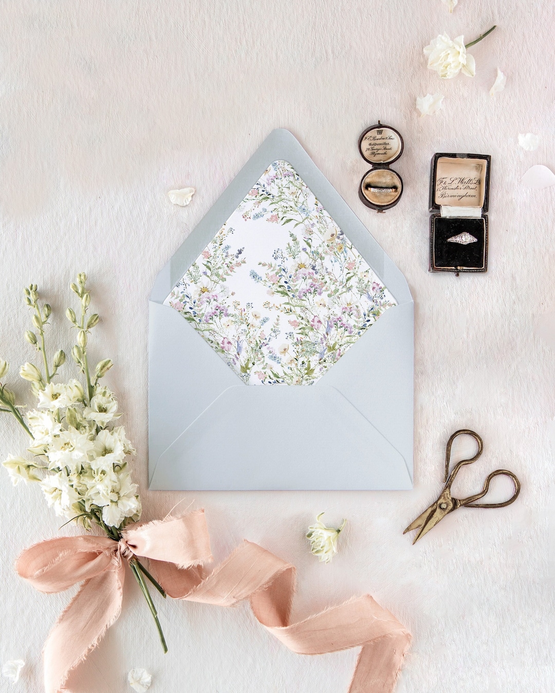Floral Wedding Invitation Envelopes, Wildflower Lined Envelopes for ...