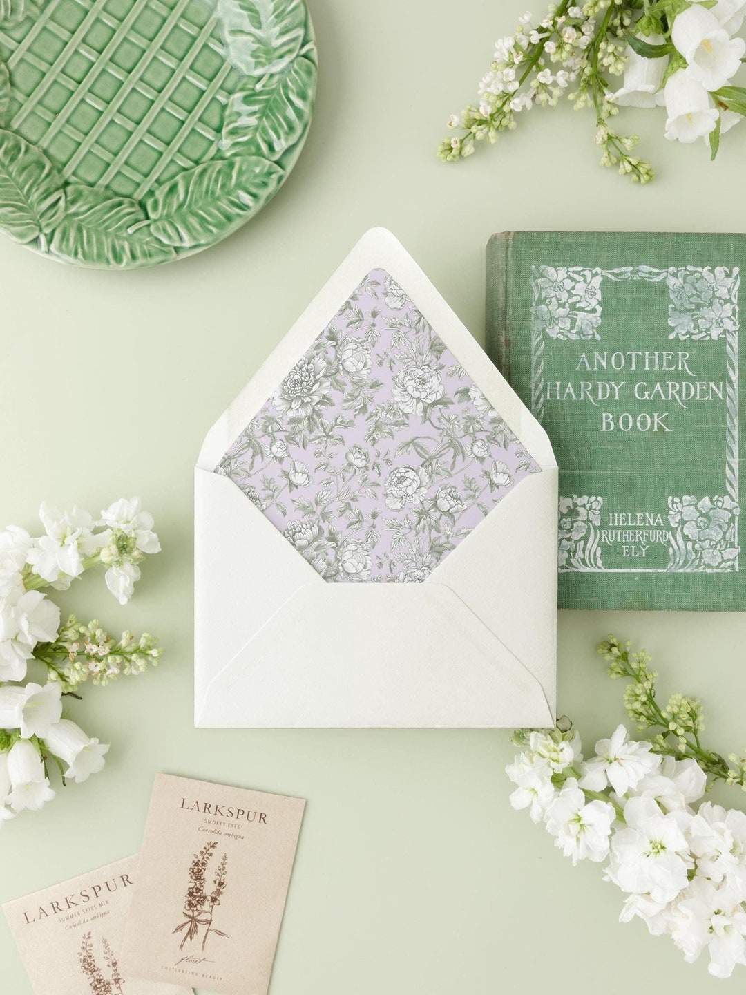 Regency Wedding Invitation Envelopes Coquette, Lavender Floral Lined ...