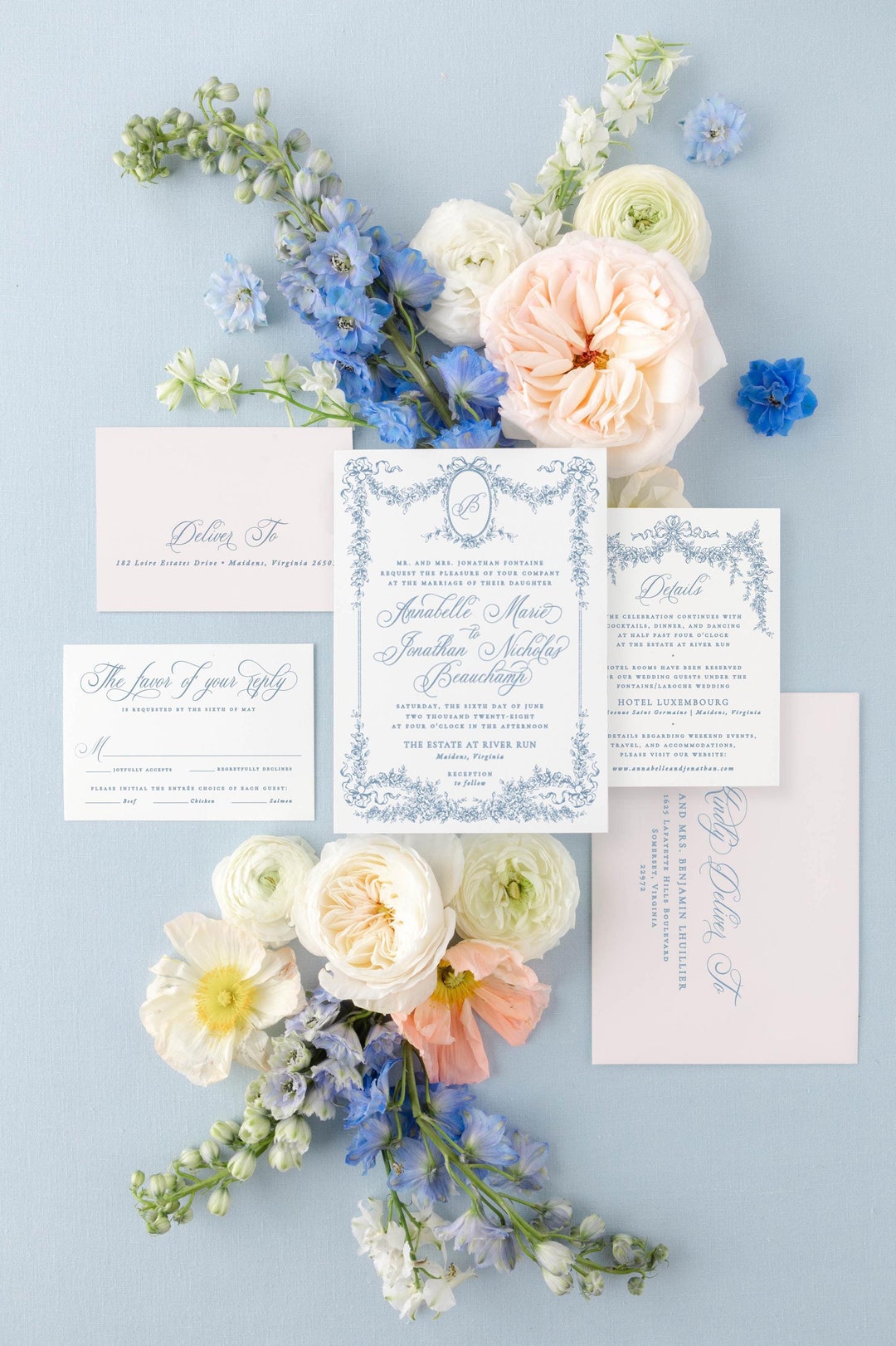 Rococo Wedding Invitation Template Instant Download, Floral Frame ...