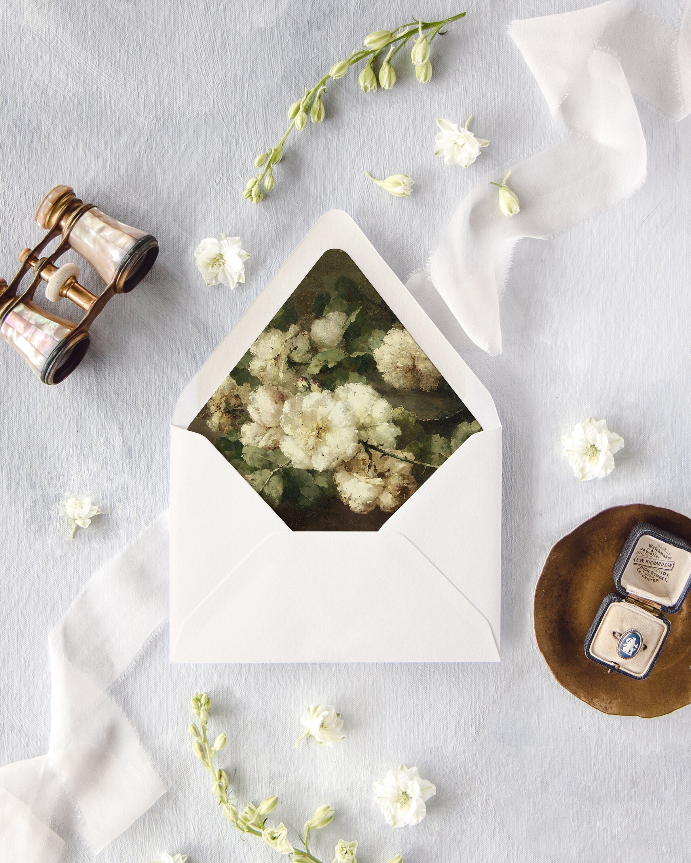 Ivory Floral Lined Envelopes for Wedding Fine Art Wedding - Etsy