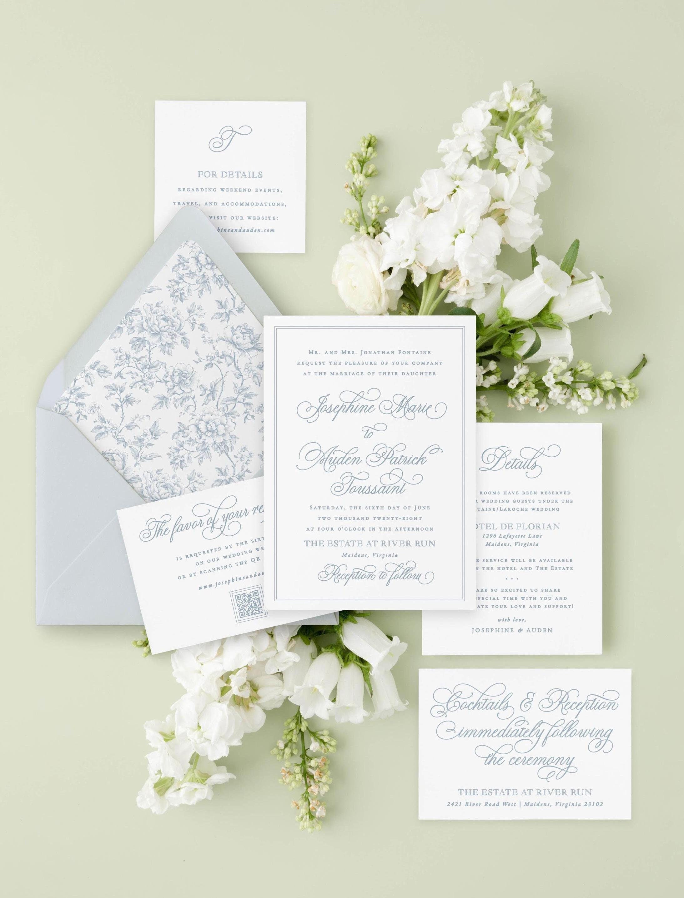 Classic Wedding Invitation Regency, Elegant Calligraphy Wedding ...