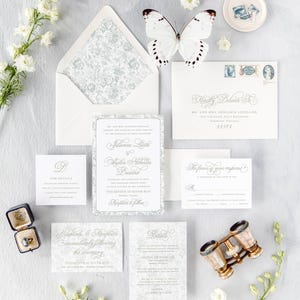 Sage Green Floral Wedding Invitation, Traditional Wedding Invitations ...