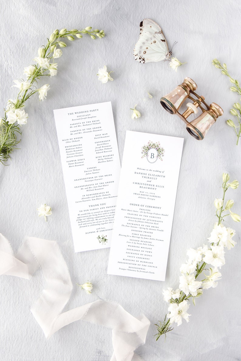 Printed Wedding Program With Monogram, Modern Wedding Programs ...