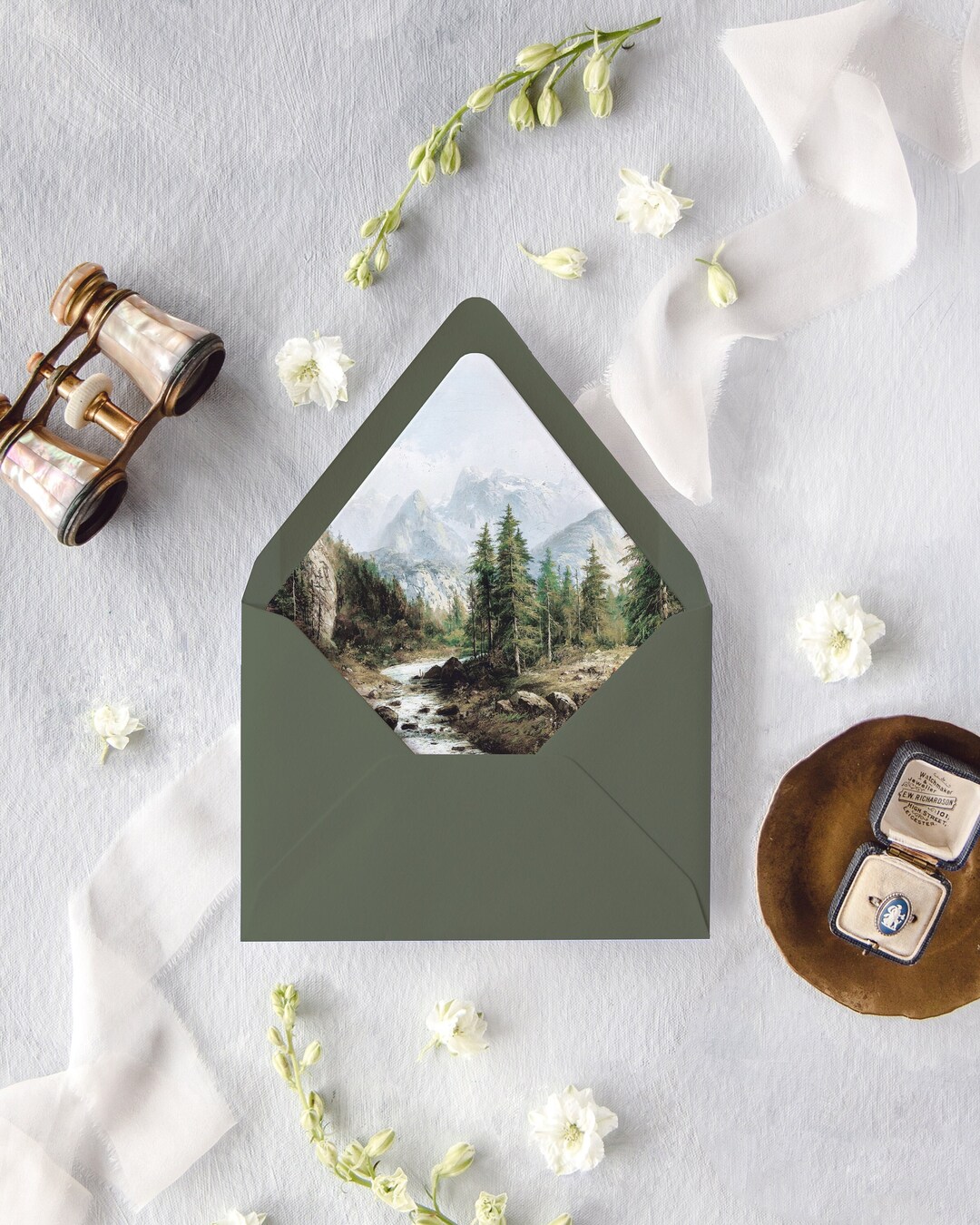 Rustic Mountain Wedding Invitation Envelopes, Lined Wedding Envelopes ...