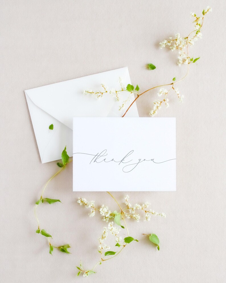 Gender Neutral Baby Shower Thank You Cards, Grey Calligraphy Thank You ...