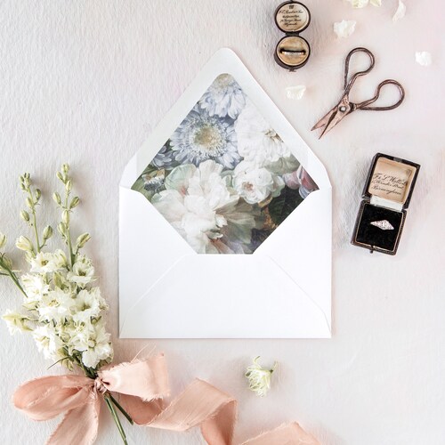 Dark Floral Wedding Invitation Envelopes Modern Envelope - Etsy