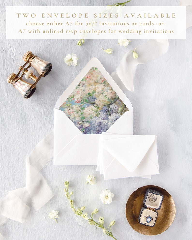 Floral Lined Envelopes for Wedding Invitations Fine Art - Etsy