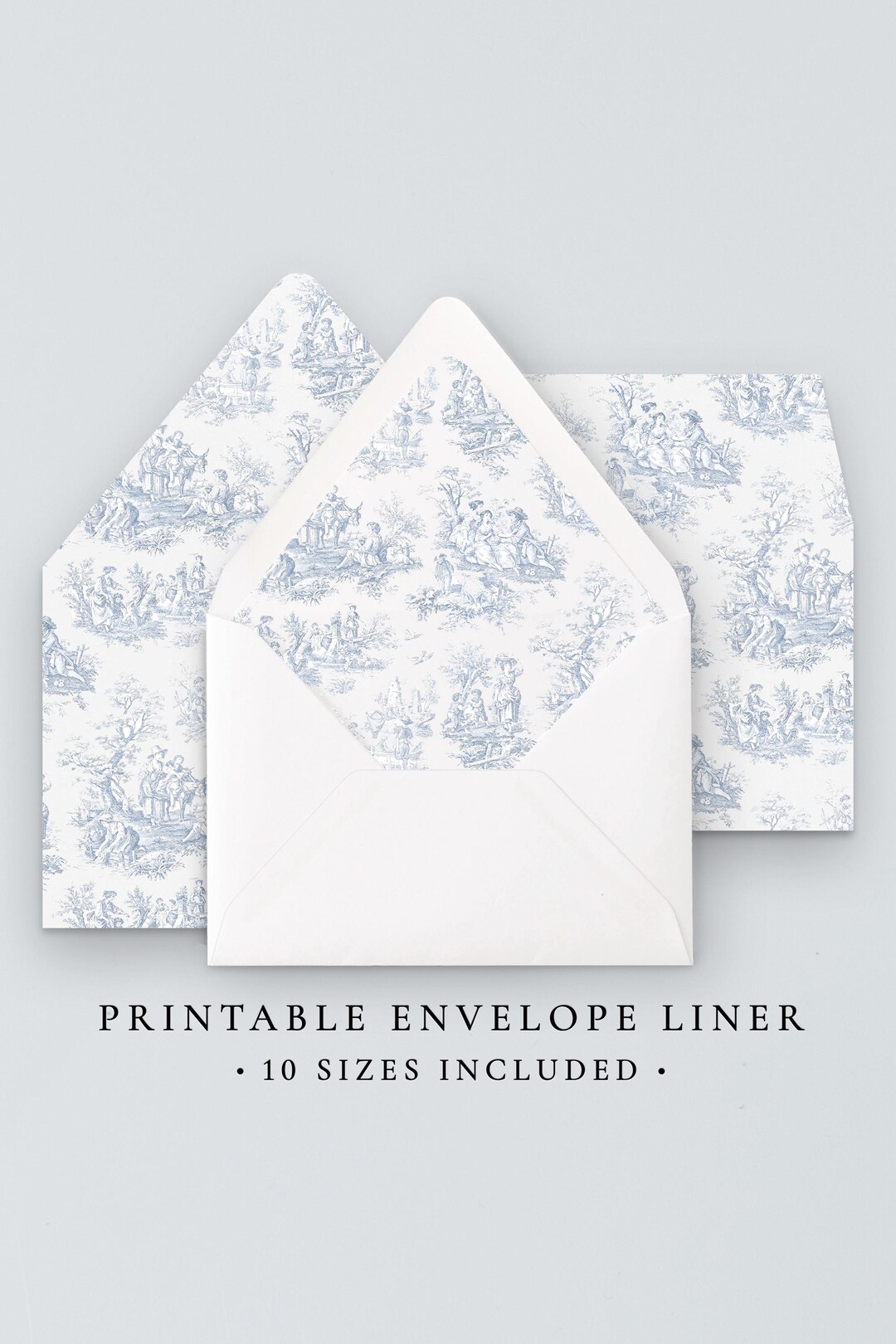 Blue Toile Envelope Liner Template Digital Download, Printable Envelope ...