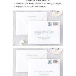 Blue Floral Wedding Invitation Envelopes, Grandmillenial Rose Lined ...