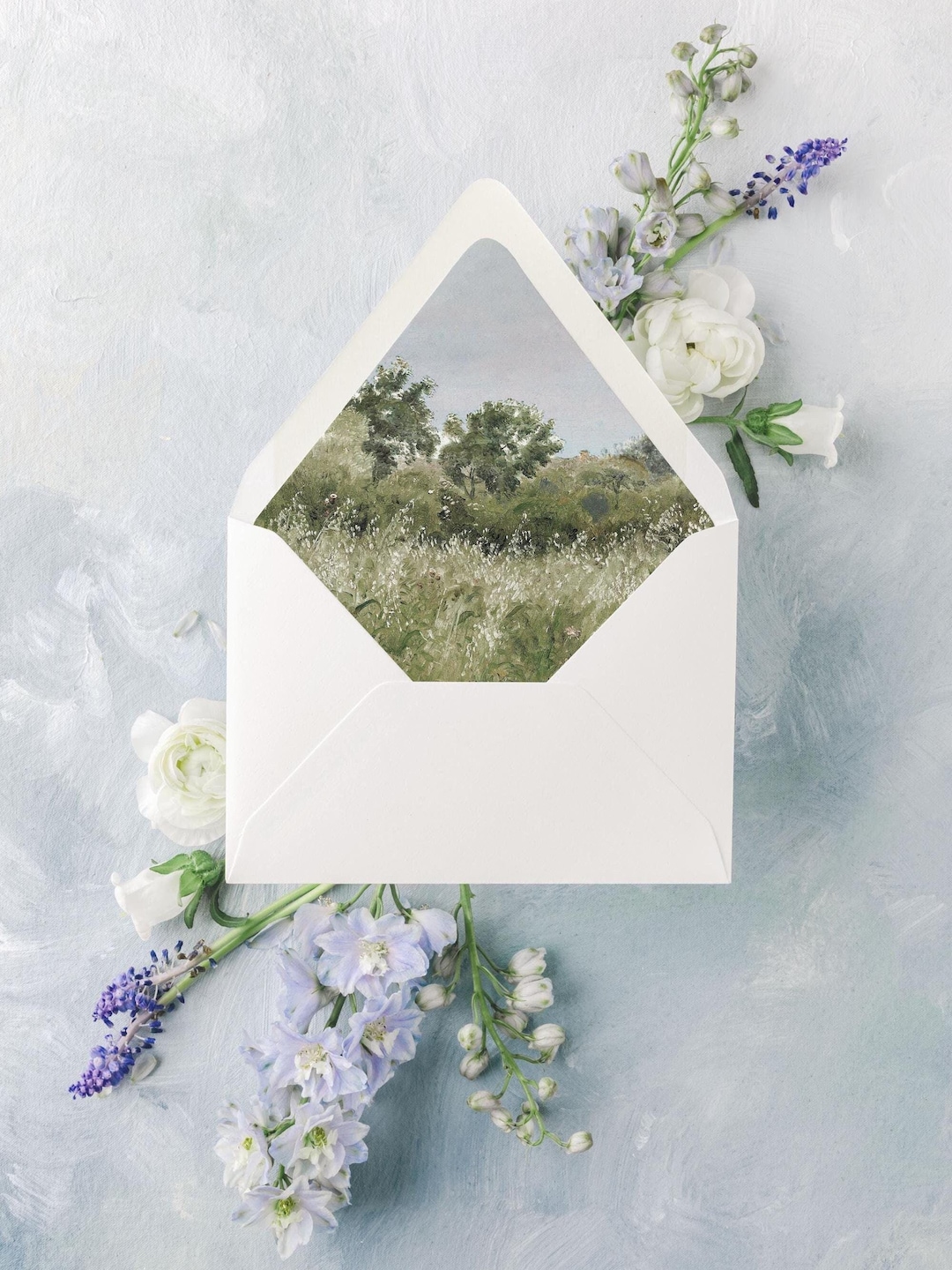 Fine Art Lined Envelopes for Wedding, Forest and Field Envelope Liner ...