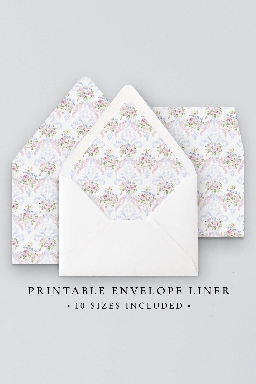 Floral Wedding Envelope Liner Template, Coquette Envelope Liners for ...
