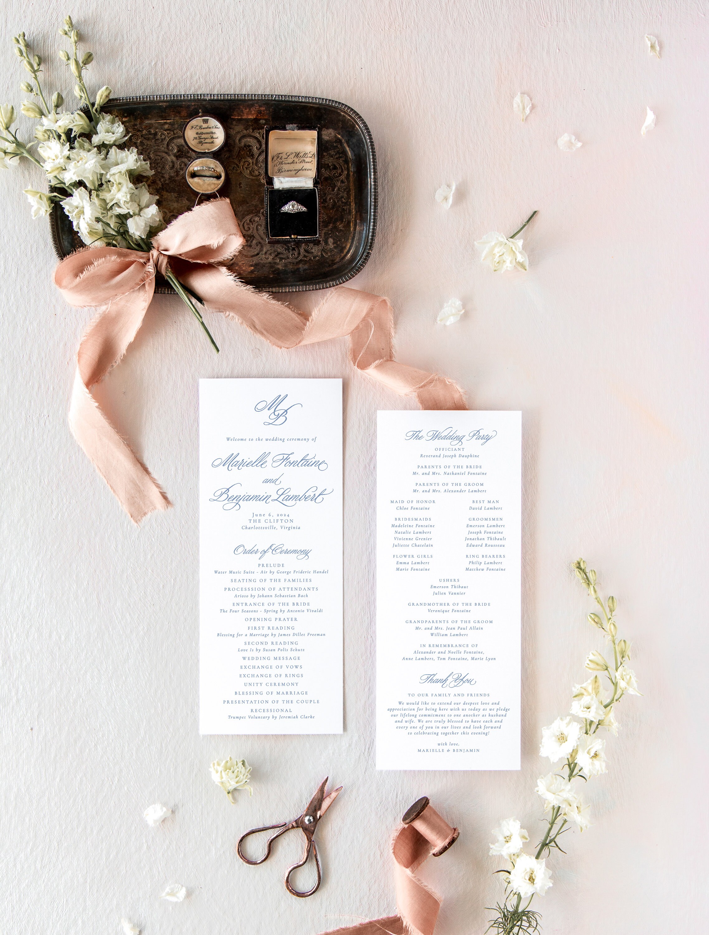 Classic Wedding Programs, Blue Wedding Ceremony Program, Catholic ...