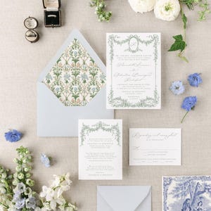 ANNABELLE English Regency Floral Frame Wedding Invitation, Elegant ...