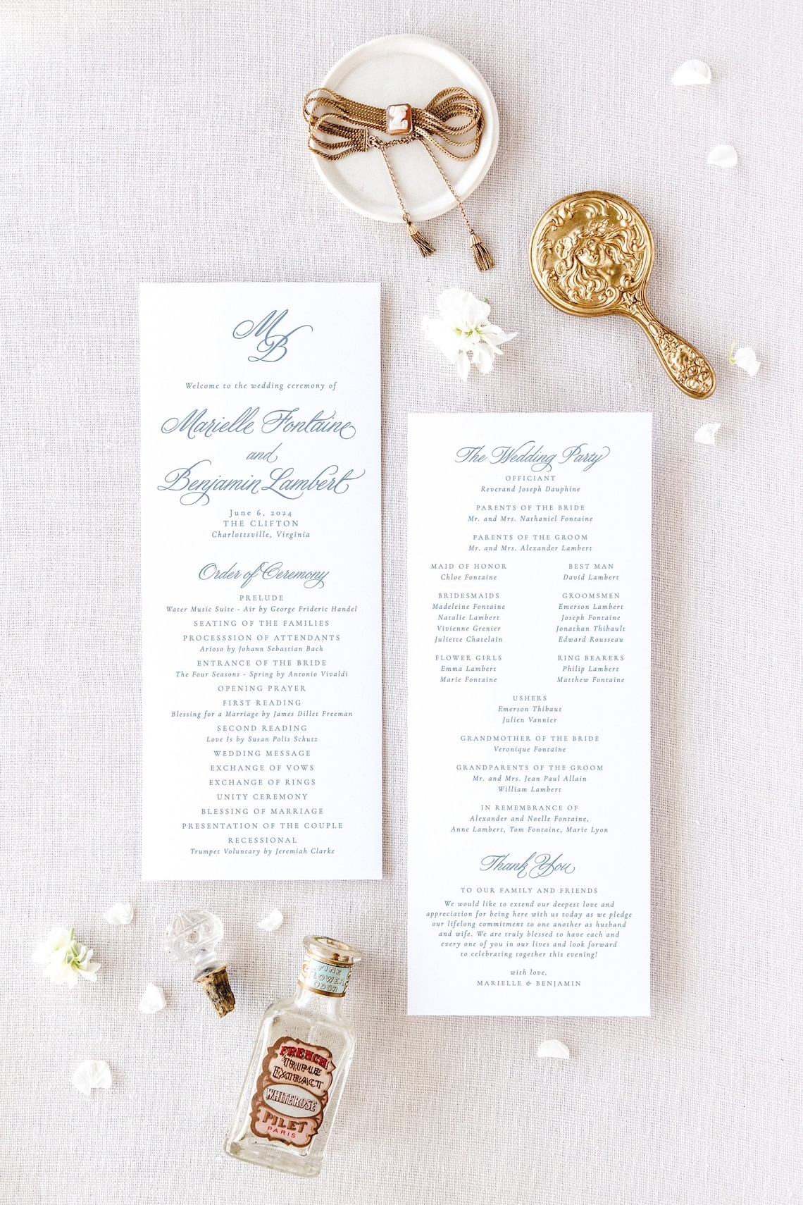 Classic Wedding Programs, Blue Wedding Ceremony Program, Catholic ...