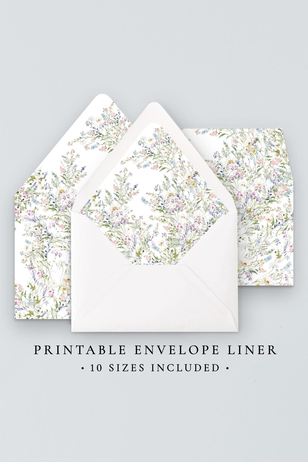 Printable Envelope Liner Template, Wildflower Envelope Liner Digital ...