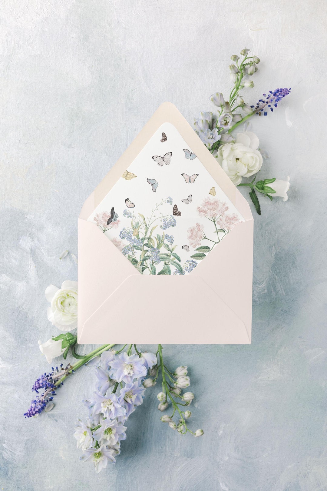 Butterfly Envelope Liners, Modern Wedding Invitation Envelopes, Floral ...