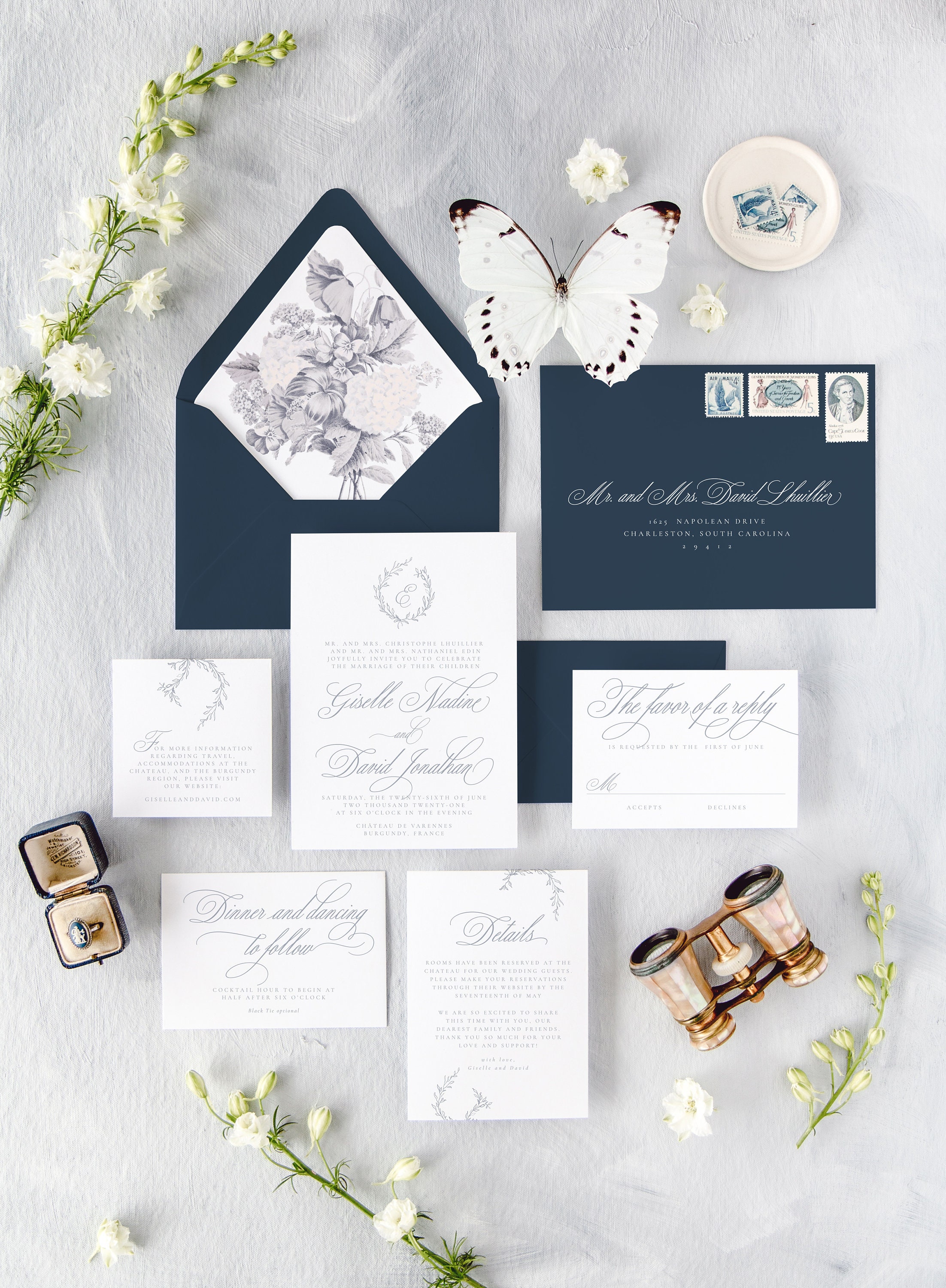 Dusty Blue Wedding Invitation Envelopes Elegant Lined | Etsy