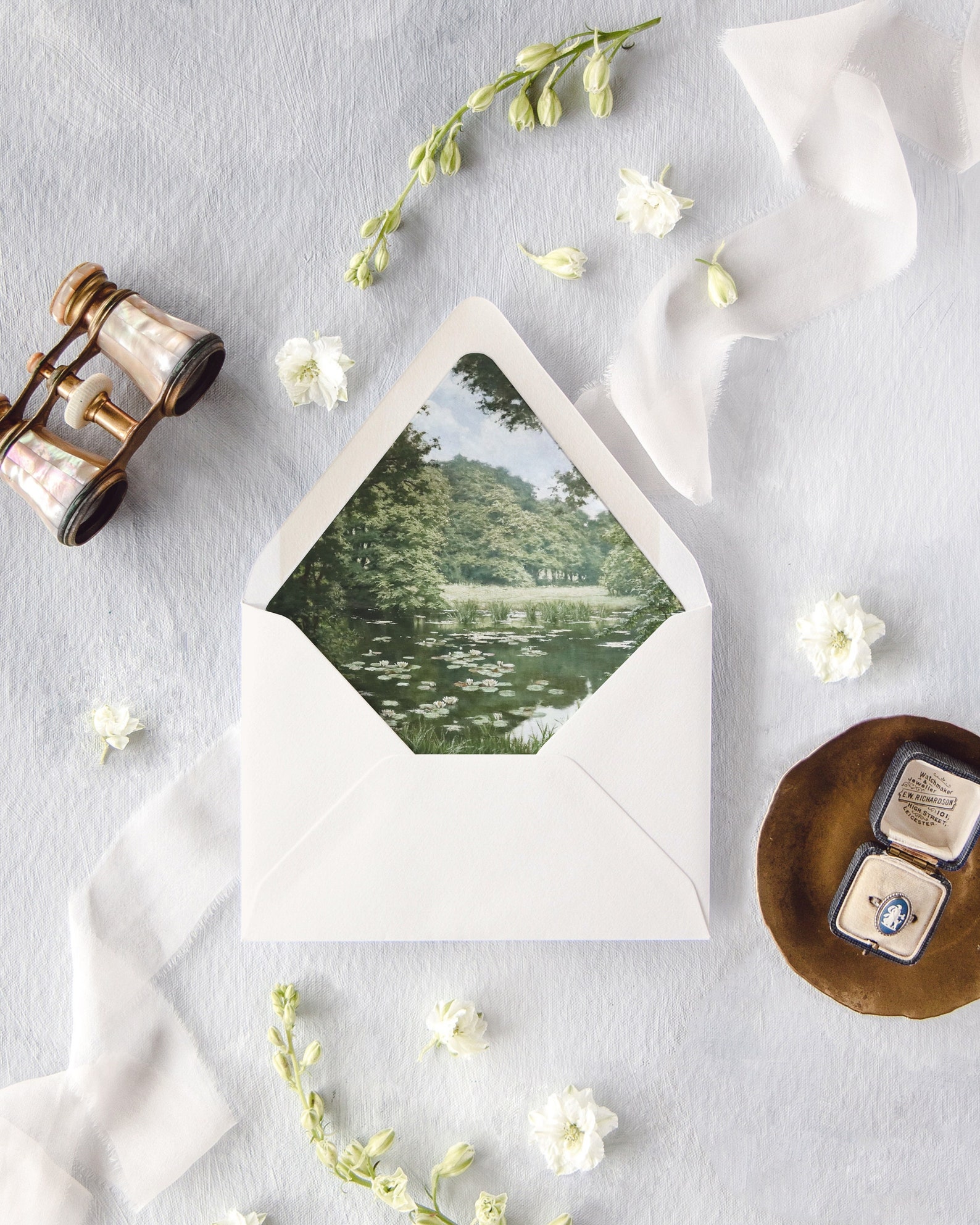 Fine Art Lined Envelopes for Wedding Invitations Lily Pond - Etsy