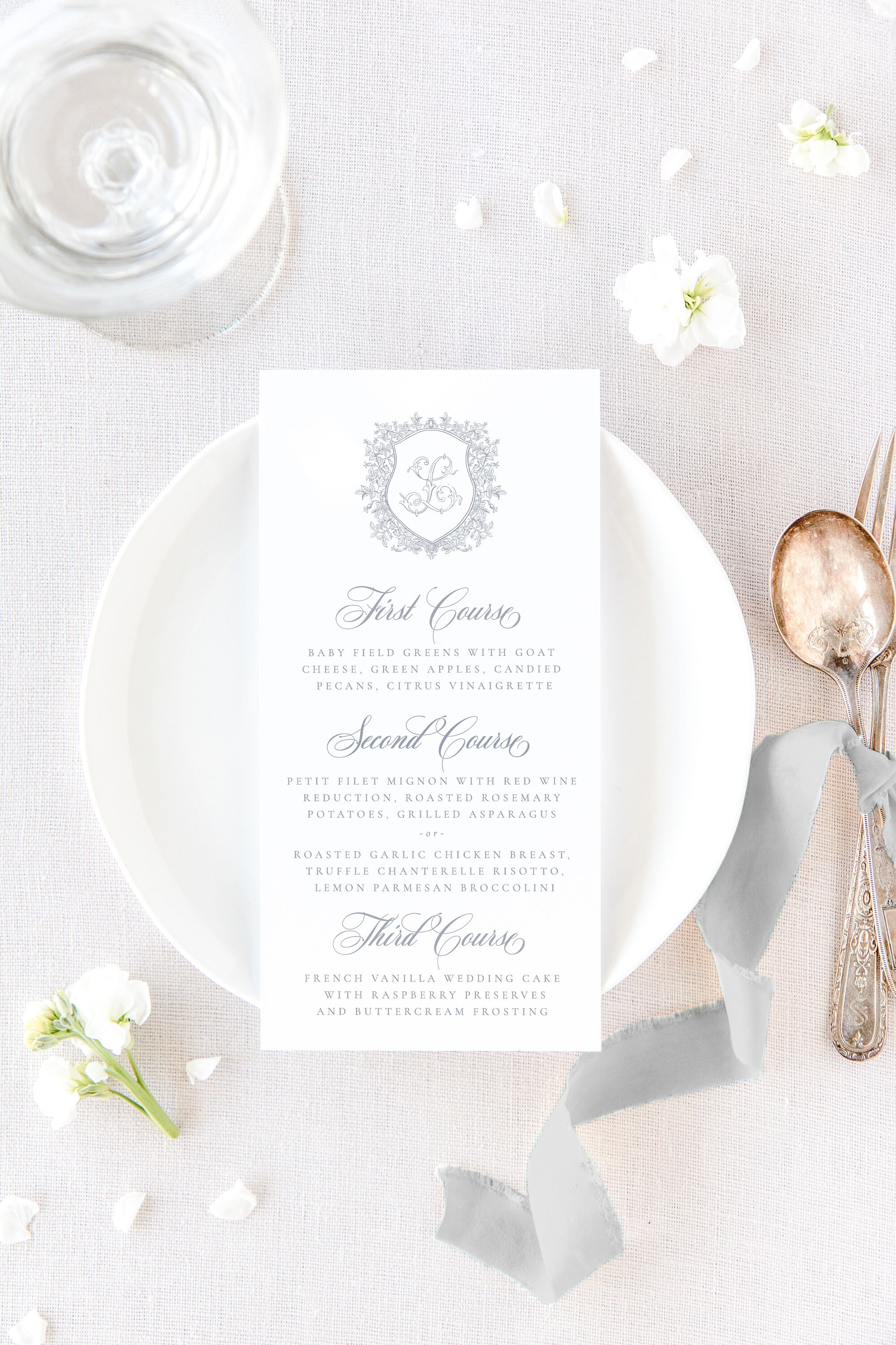 Elegant Wedding Menu Monogram Wedding Menu Cards Dusty Blue - Etsy