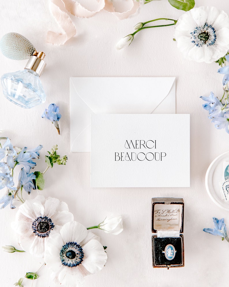 Merci Beaucoup Thank You Cards Modern Wedding Thank You Card | Etsy