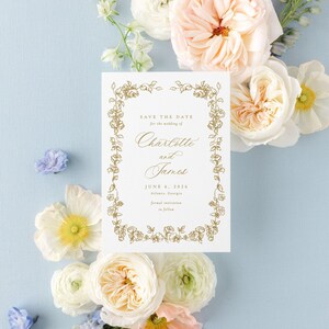 Floral Frame Save the Date for Wedding, Printed Save the Dates, Classic ...