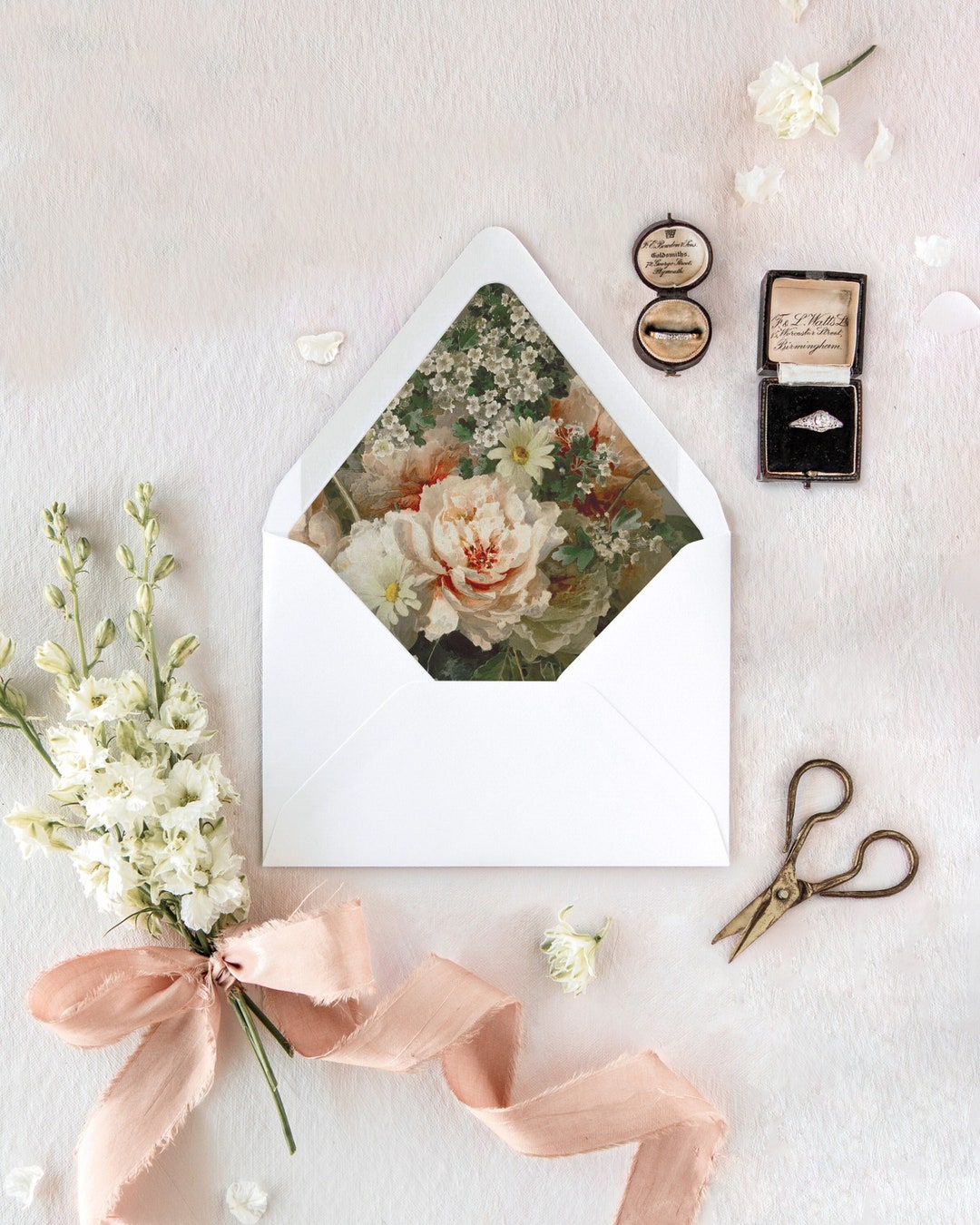 Floral Lined Envelopes for Wedding Invitations, Fine Art Wedding ...