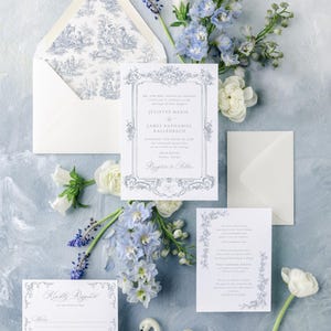Regency Style Wedding Invitations With Frame, Elegant Wedding ...