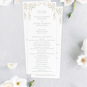 Wildflower Wedding Program, Floral Wedding Programs Printed, Pink ...