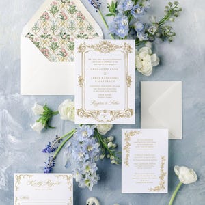 English Regency Wedding Invitation Envelopes, Floral Envelope Liners ...