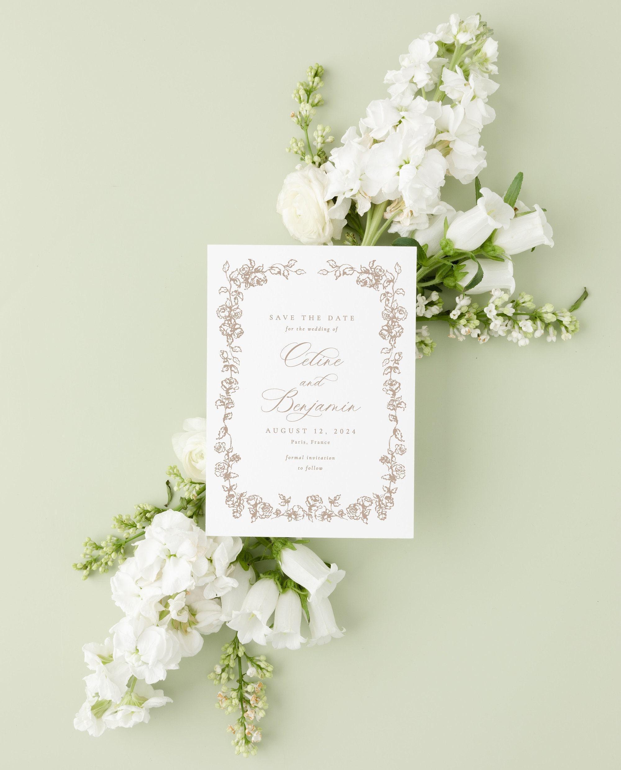 Floral Frame Save the Date for Wedding, Printed Save the Dates, Classic ...
