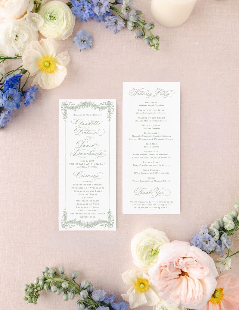Sage Green Wedding Program Template, Elegant Floral Design (digital ...