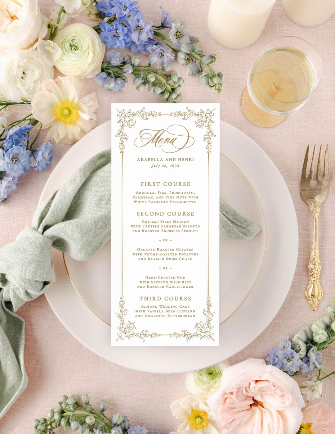 Elegant Wedding Menu Template Instant Download Wedding Decor, Editable ...